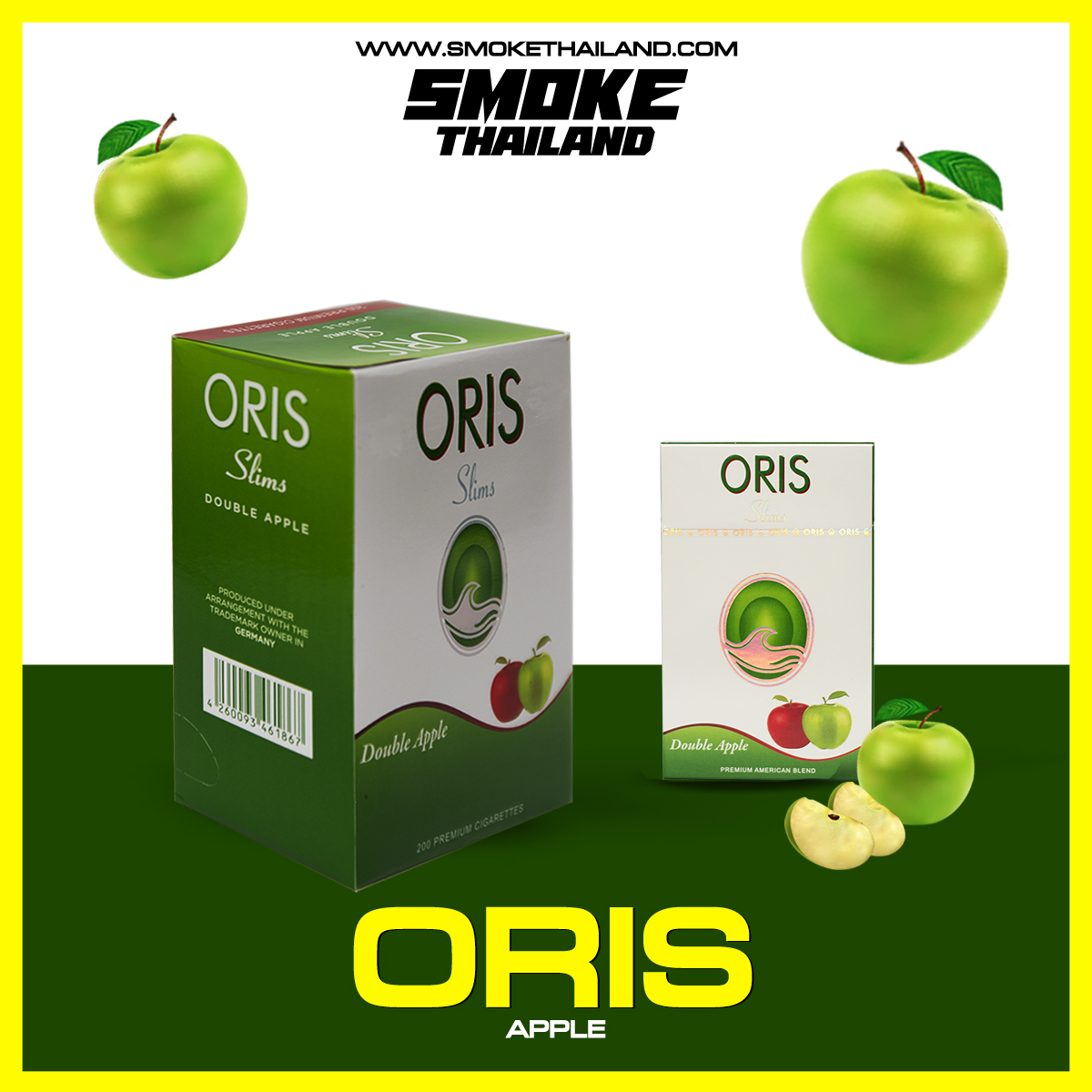บุหรี่ ORIS GREEN APPLE SLIM - smokethailand.com
